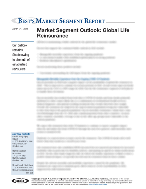 Market Segment Report: Market Segment Outlook: Global Life Reinsurance